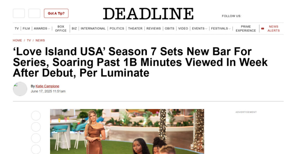 ‘Love Island USA’ Season 7 Surges in Viewership, Poised to Break Records - City Media Entertainment